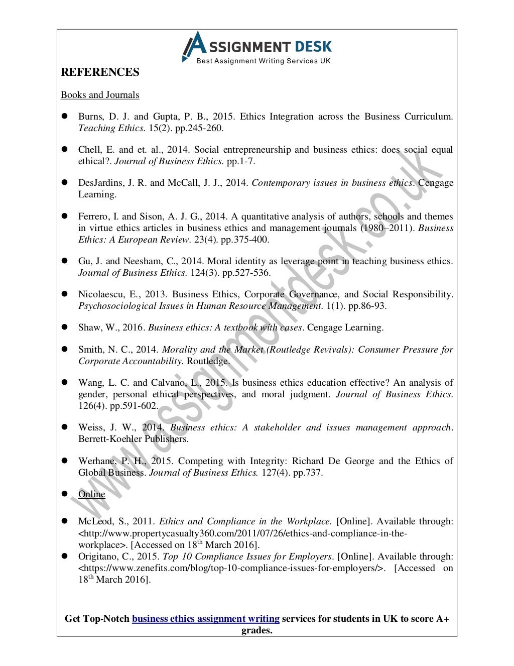 Detailed report on several issues of business ethics