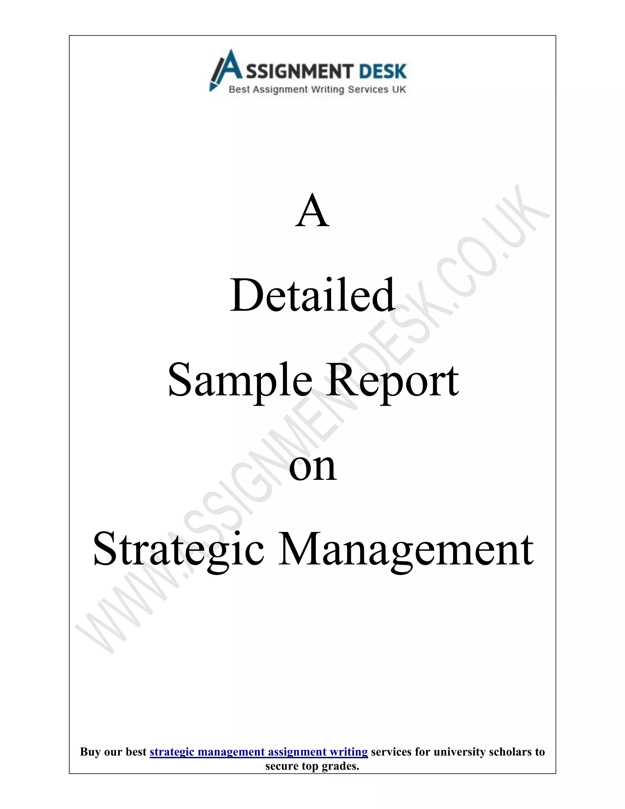 A Detailed Sample Report on Strategic Management | PDF