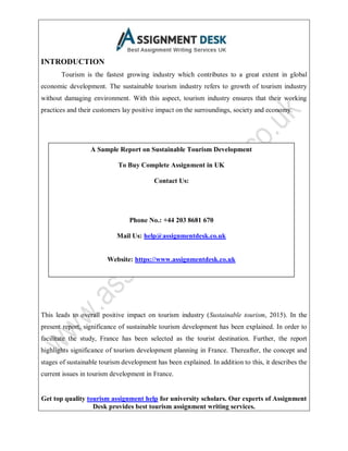 Detailed Sample Report on Sustainable Tourism Development | PDF