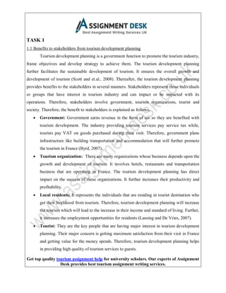 Detailed Sample Report on Sustainable Tourism Development | PDF