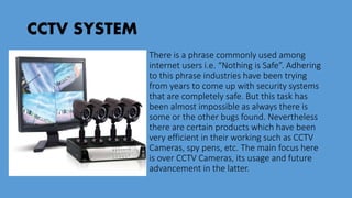 Detailed Study of CCTV Cameras | PPTX