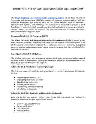 Detailed Syllabus for B.Tech Electronics and Communication Engineering ...