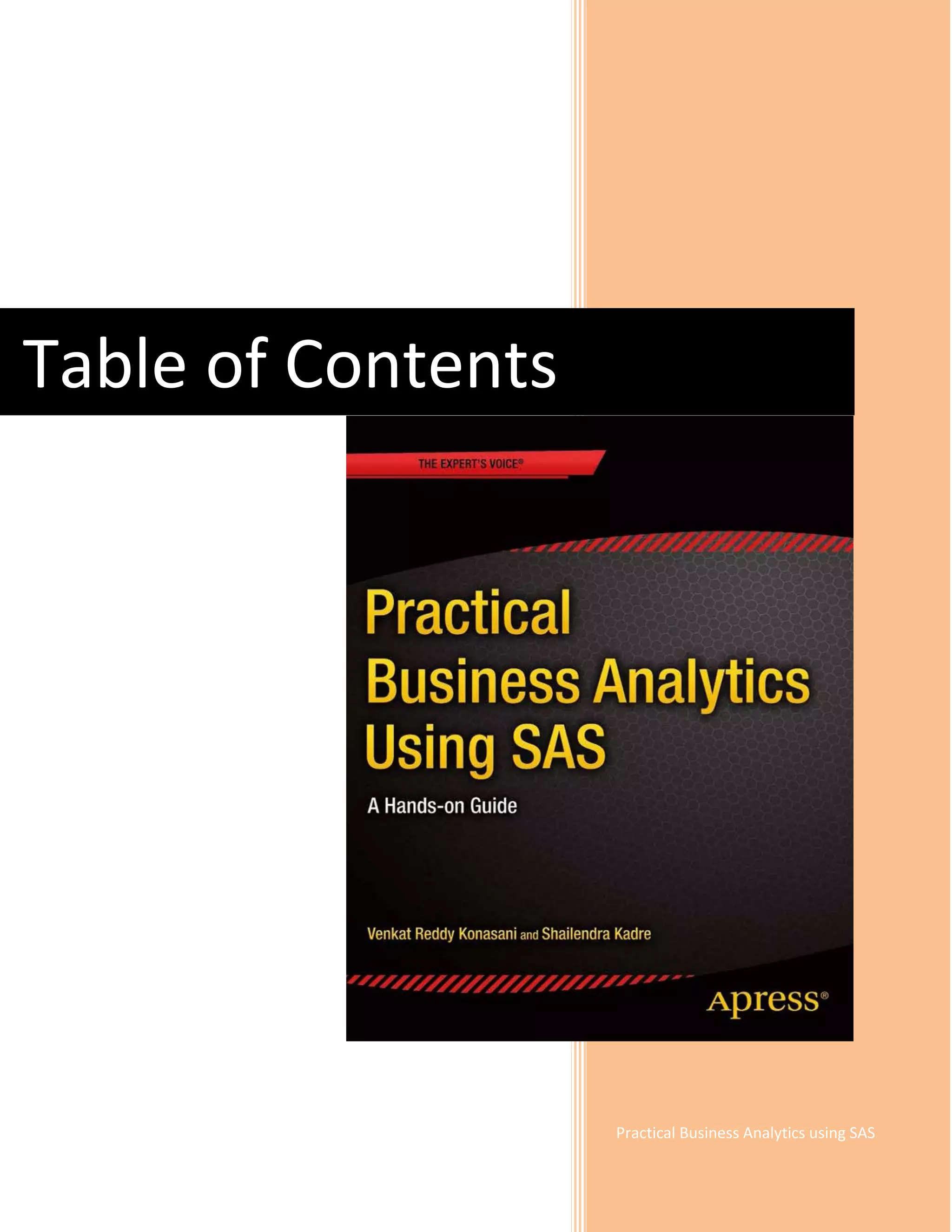 Table of Contents - Practical Business Analytics using SAS | PDF