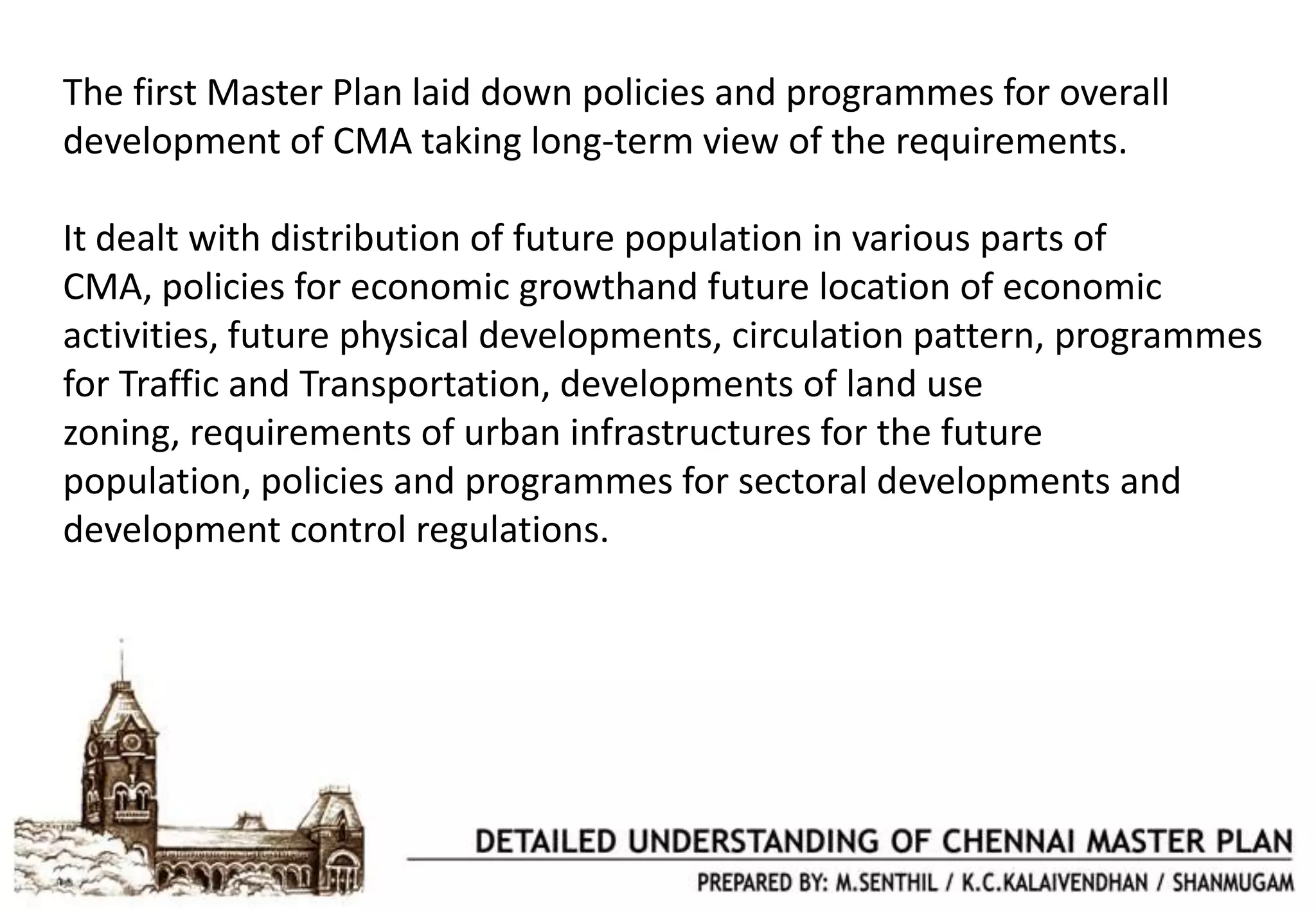 Detailed understanding of the Chennai Master Plan | PPTX