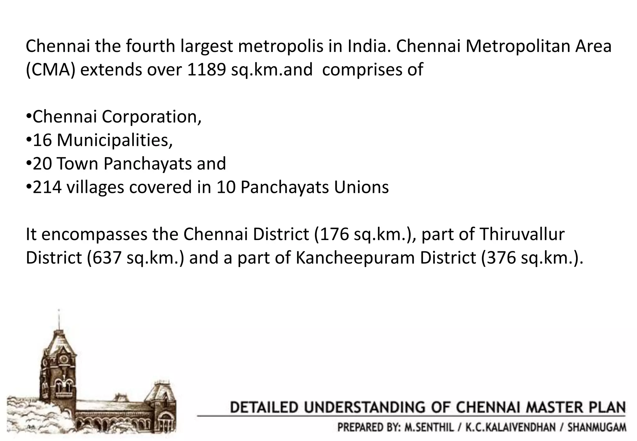 Detailed understanding of the Chennai Master Plan | PPTX