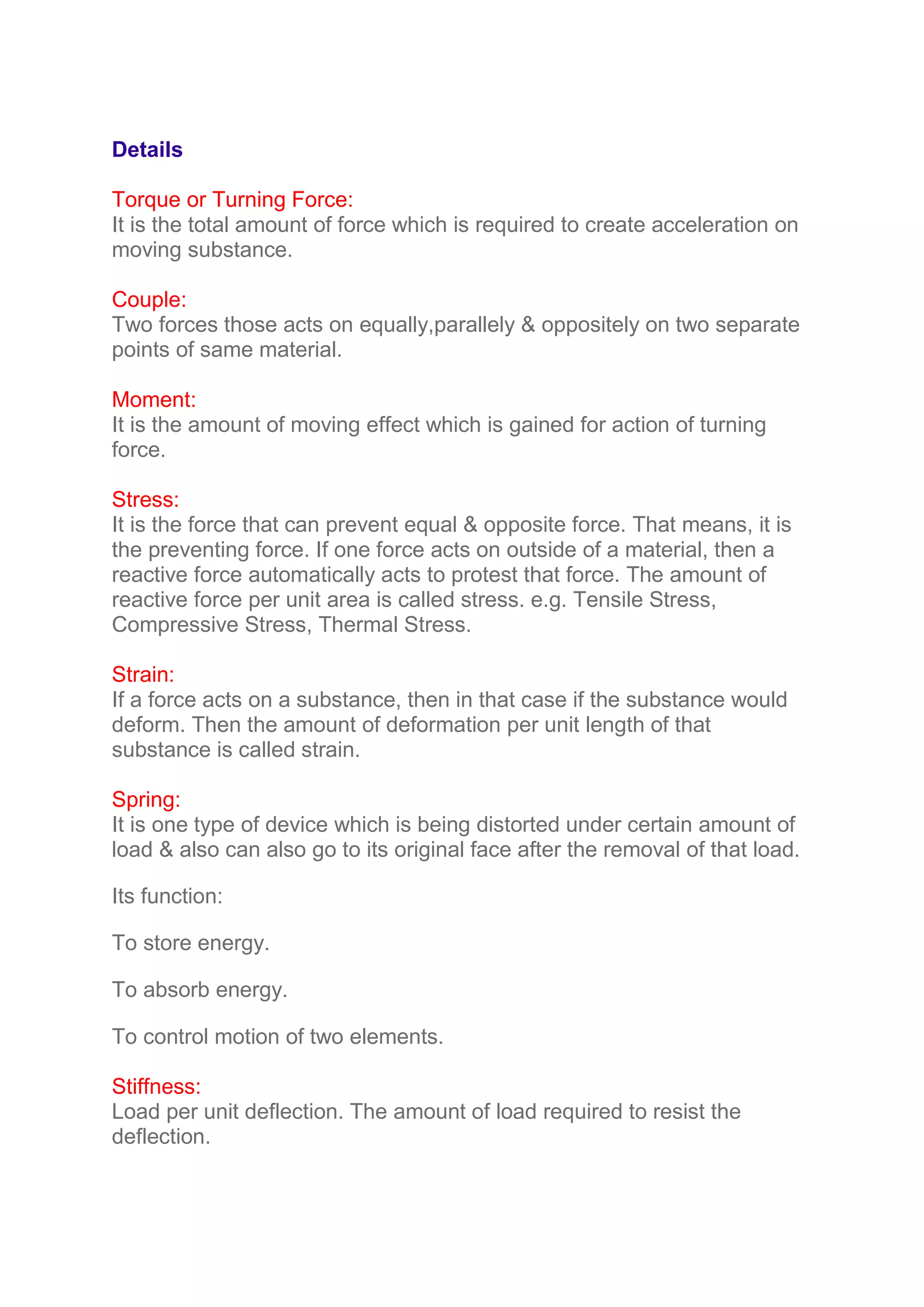 Basic Mechanical Terms | PDF