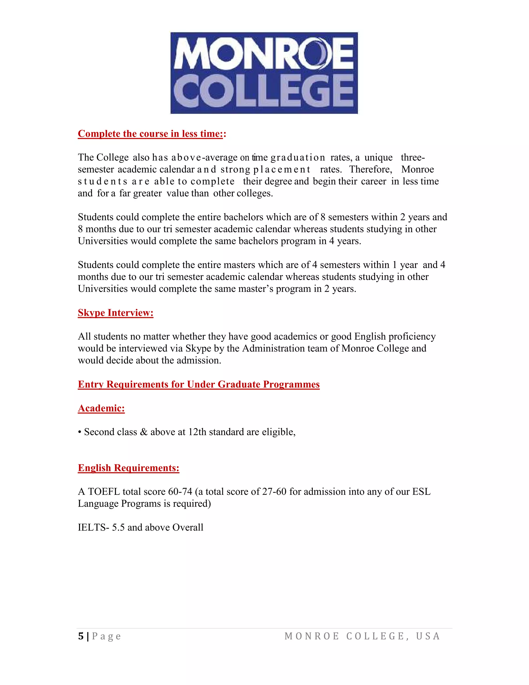 Monroe college Details | PDF