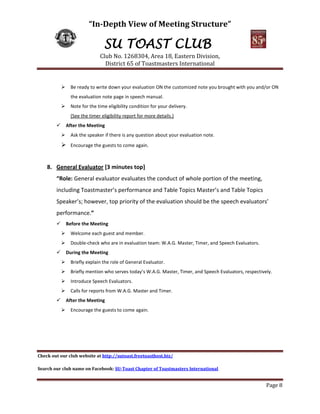 SU Toast Toastmasters Meeting Roles | DOCX
