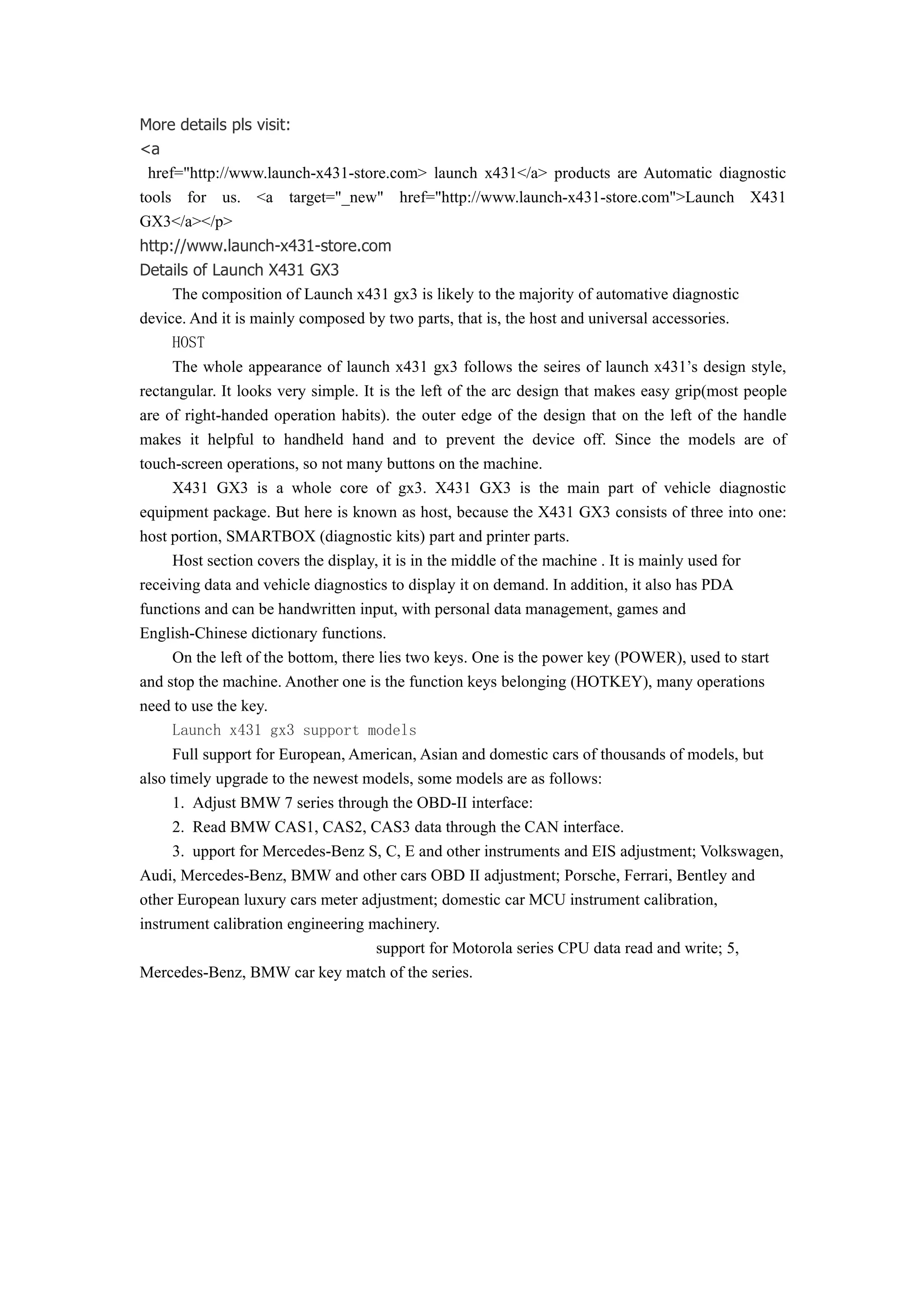 Details of launch x431 gx3 | PDF