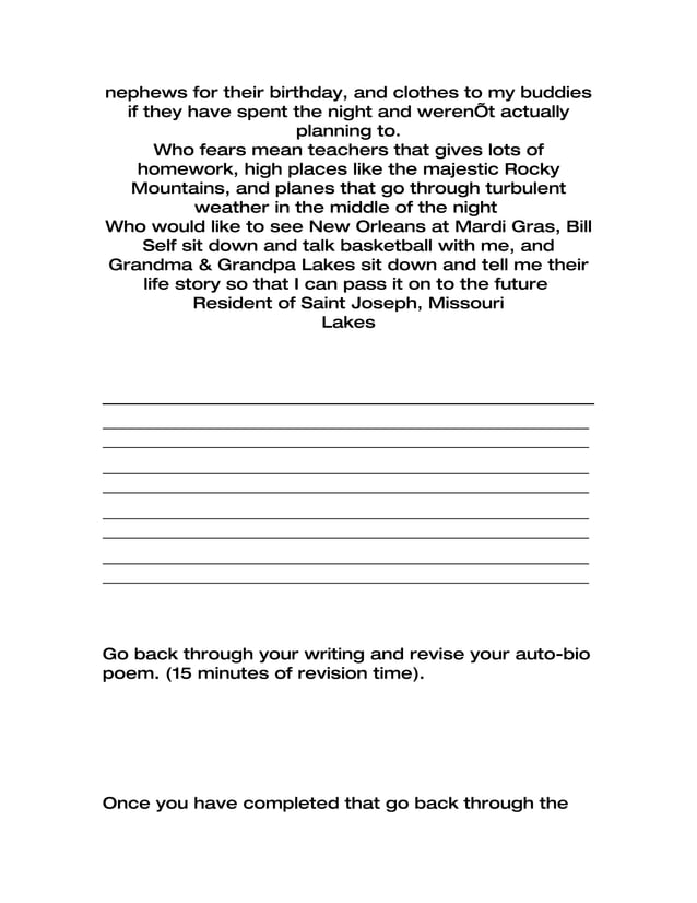 Details to the auto bio poem | RTF | Celebrity Families | Pop Culture