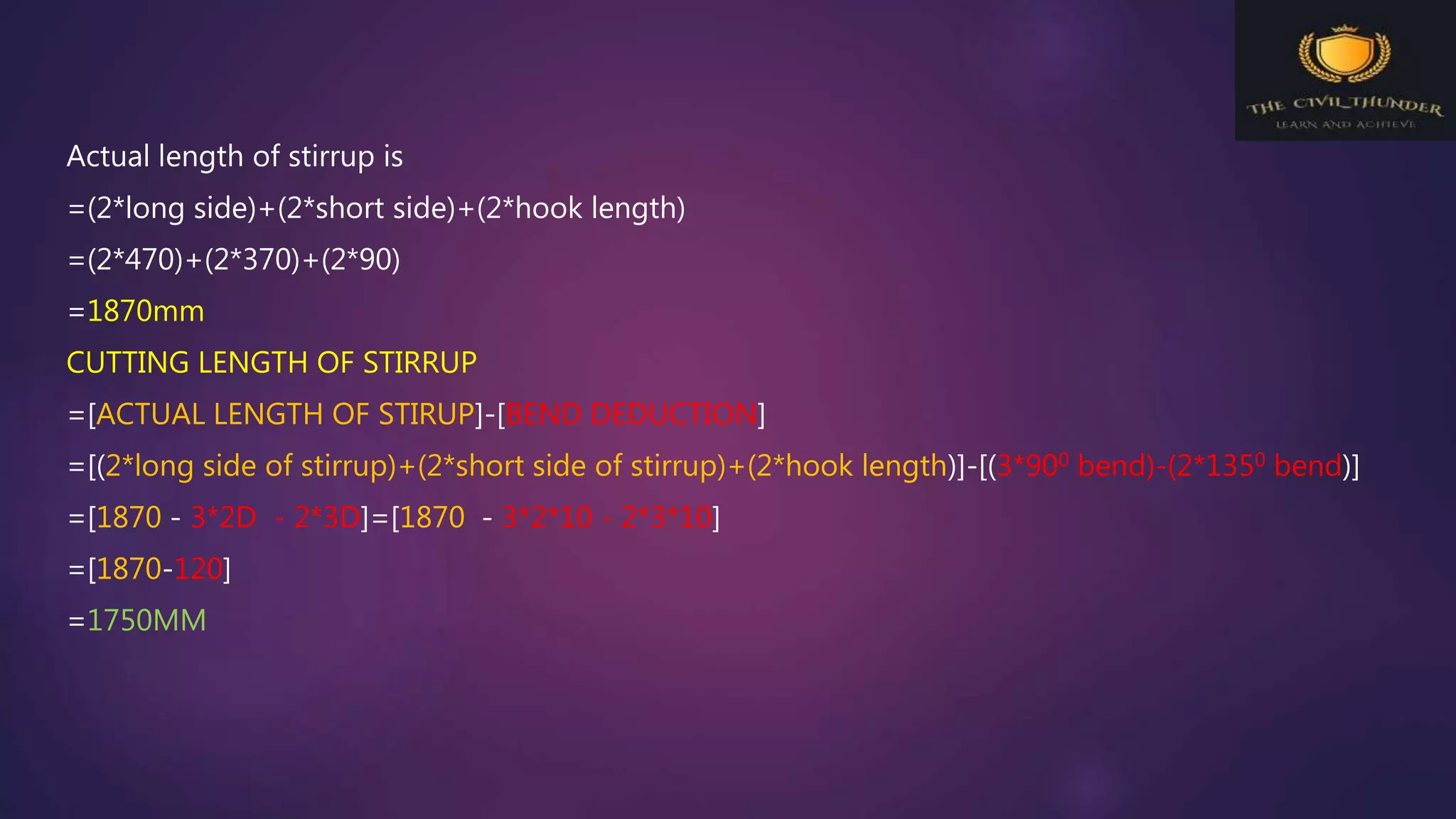 HOW TO CALCULATE STIRRUP CUTTING LENGTH | PPTX