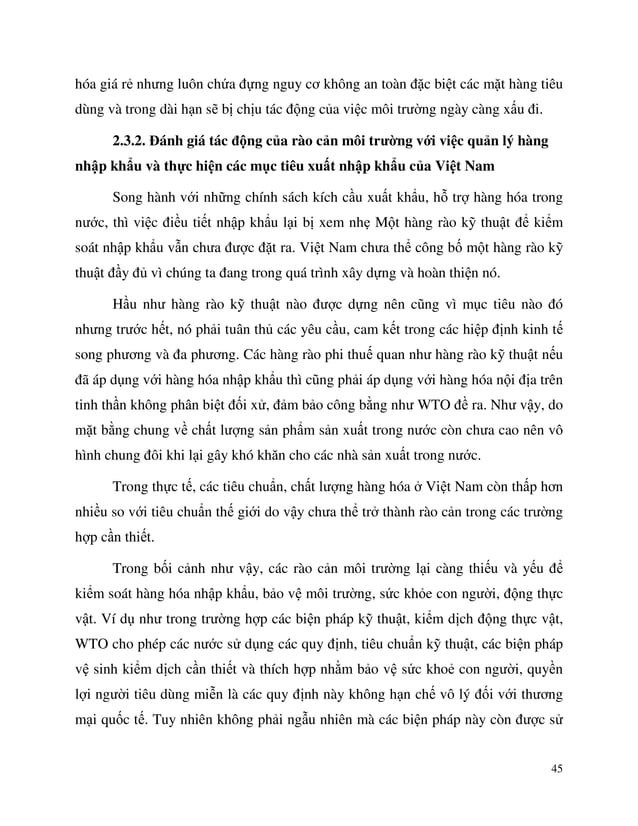 Đề tài: Rào cản môi trường của Việt Nam trong quản lý nhập khẩu | PDF