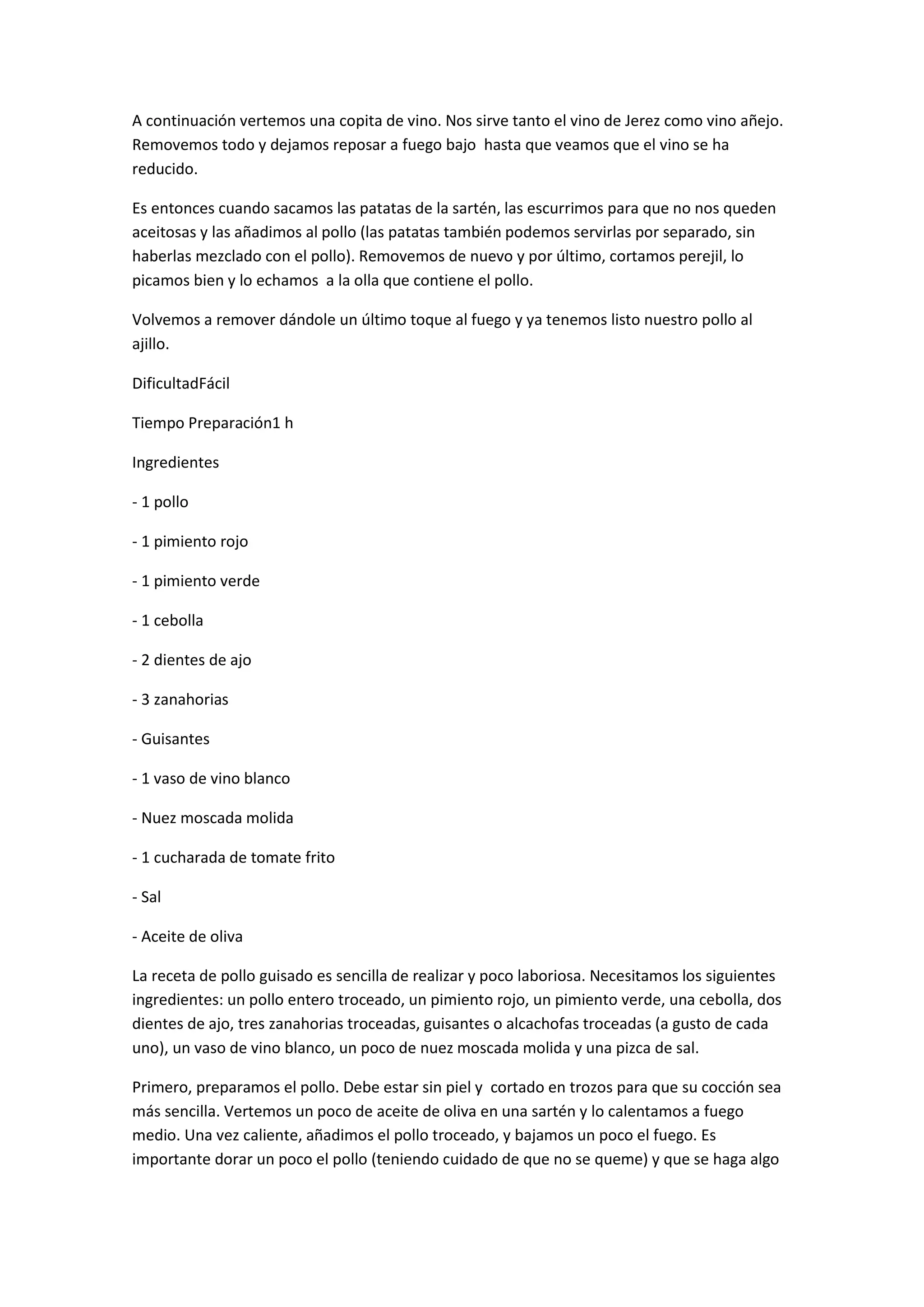 Detalles De La Receta Pollo A La Cerveza Pdf