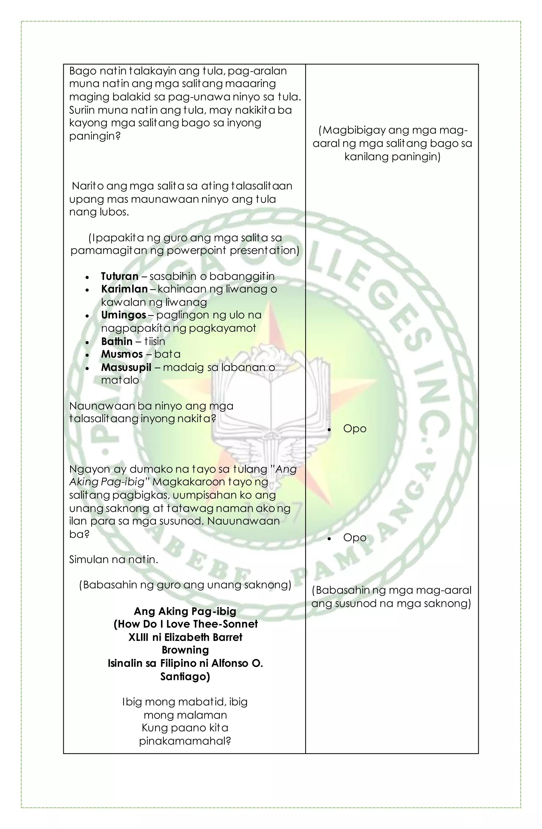 Detalyadong Banghay aralin sa Filipino 10 | PDF