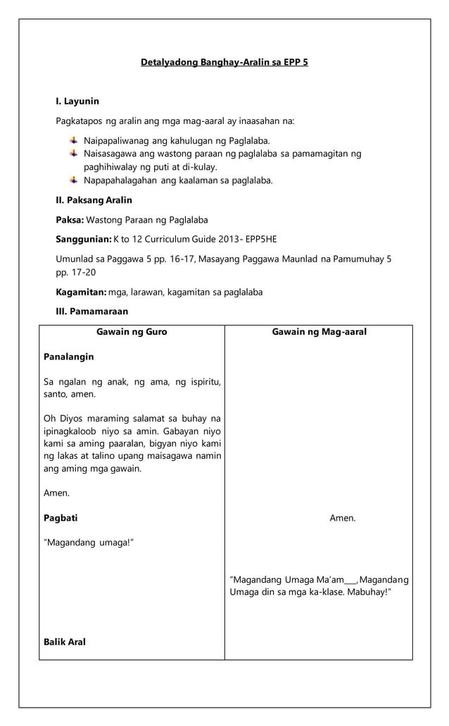 Detalyadong Banghay Aralin sa EPP 5 | DOCX