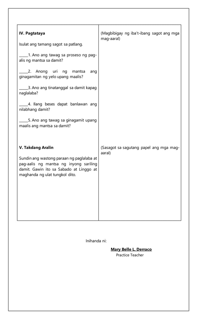 Detalyadong Banghay Aralin sa EPP 5 | DOCX