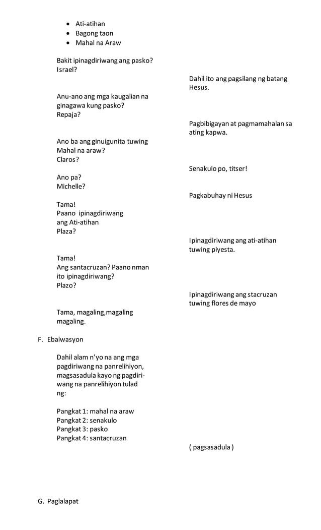 Detalyadong banghay aralin | DOCX