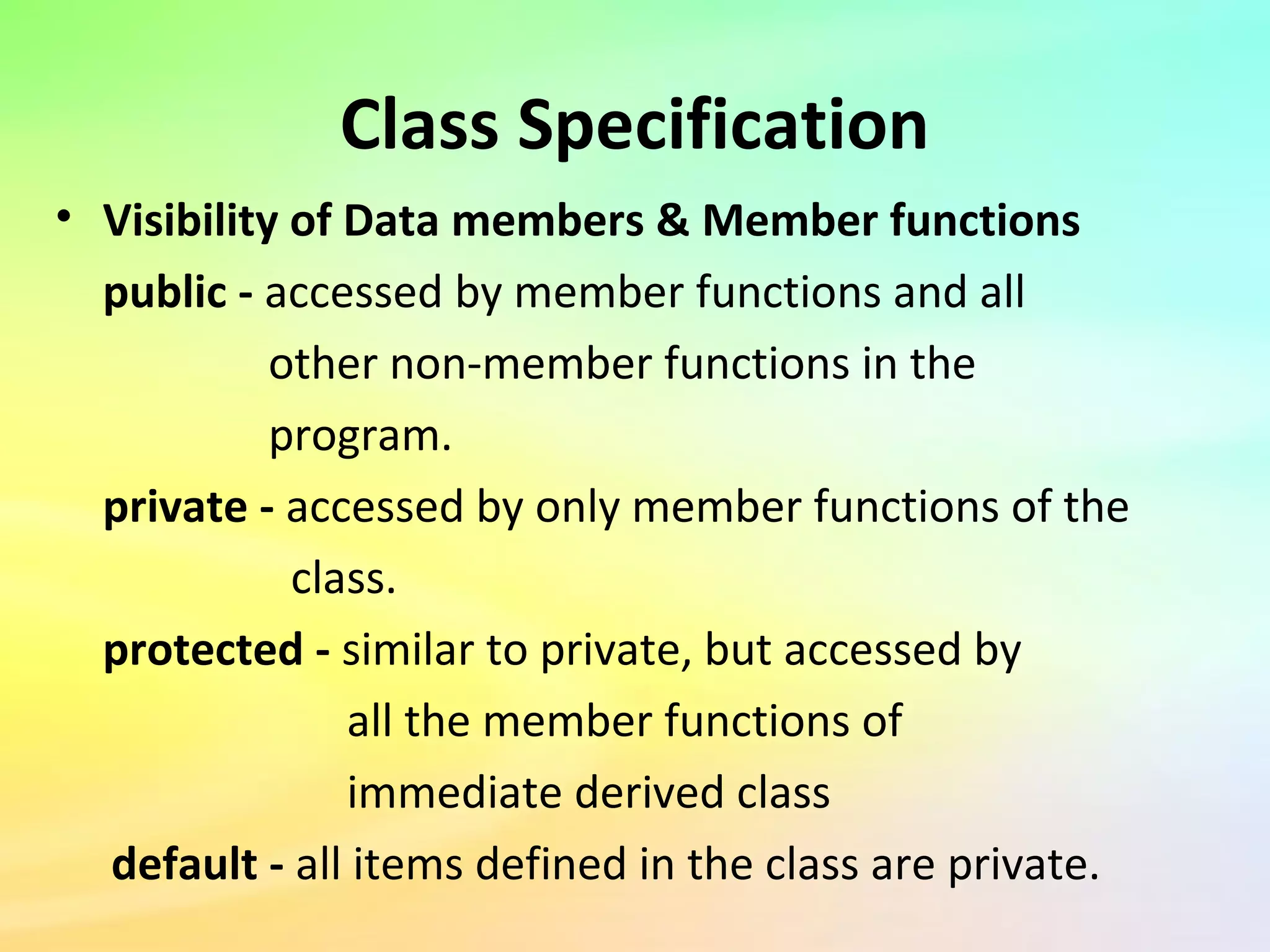 Data members and member functions | PPT