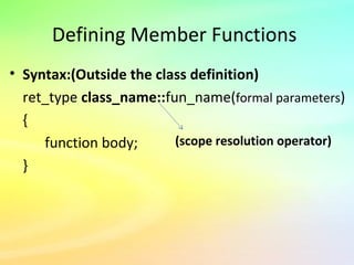 Data members and member functions | PPT