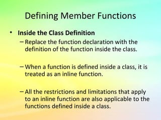 Data members and member functions | PPT