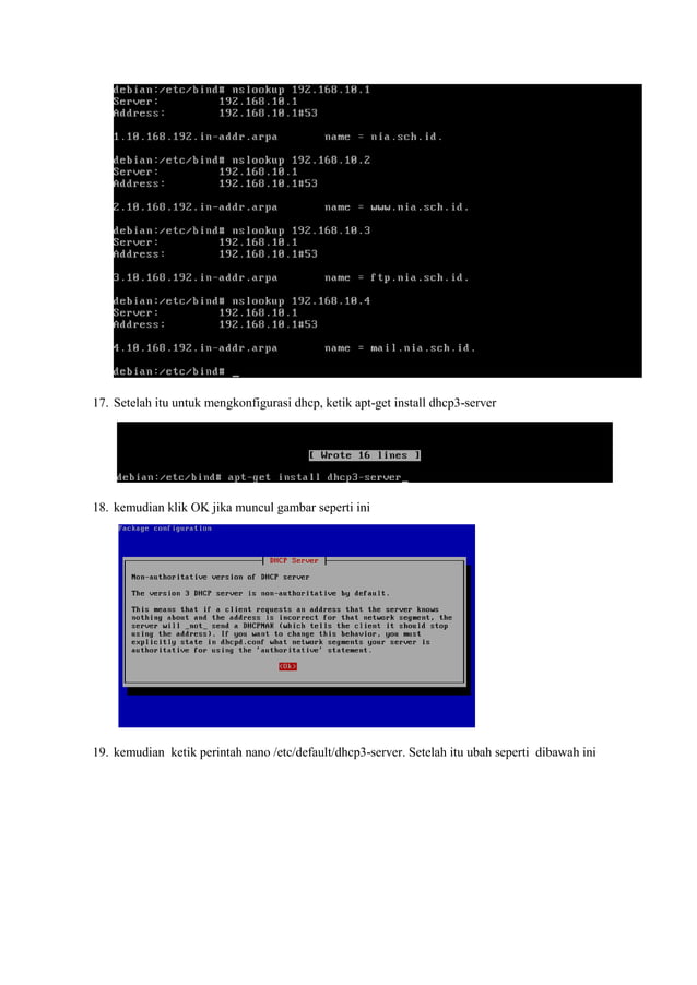 tutorial install dhcp,dns | PDF