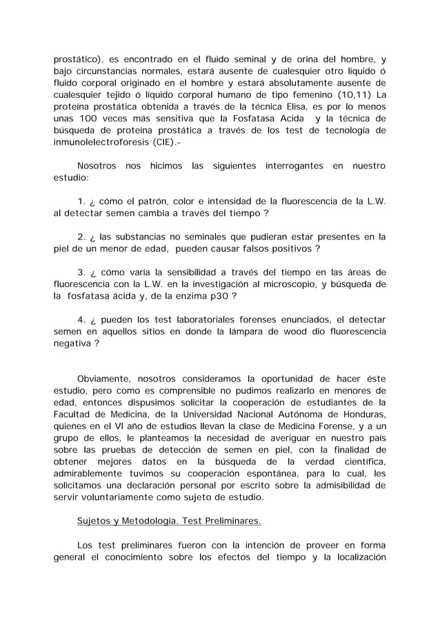 Detección De Semen En La Piel Pdf
