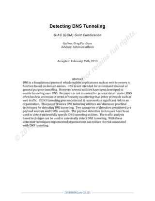 Detecting dns-tunneling-34152 | PDF