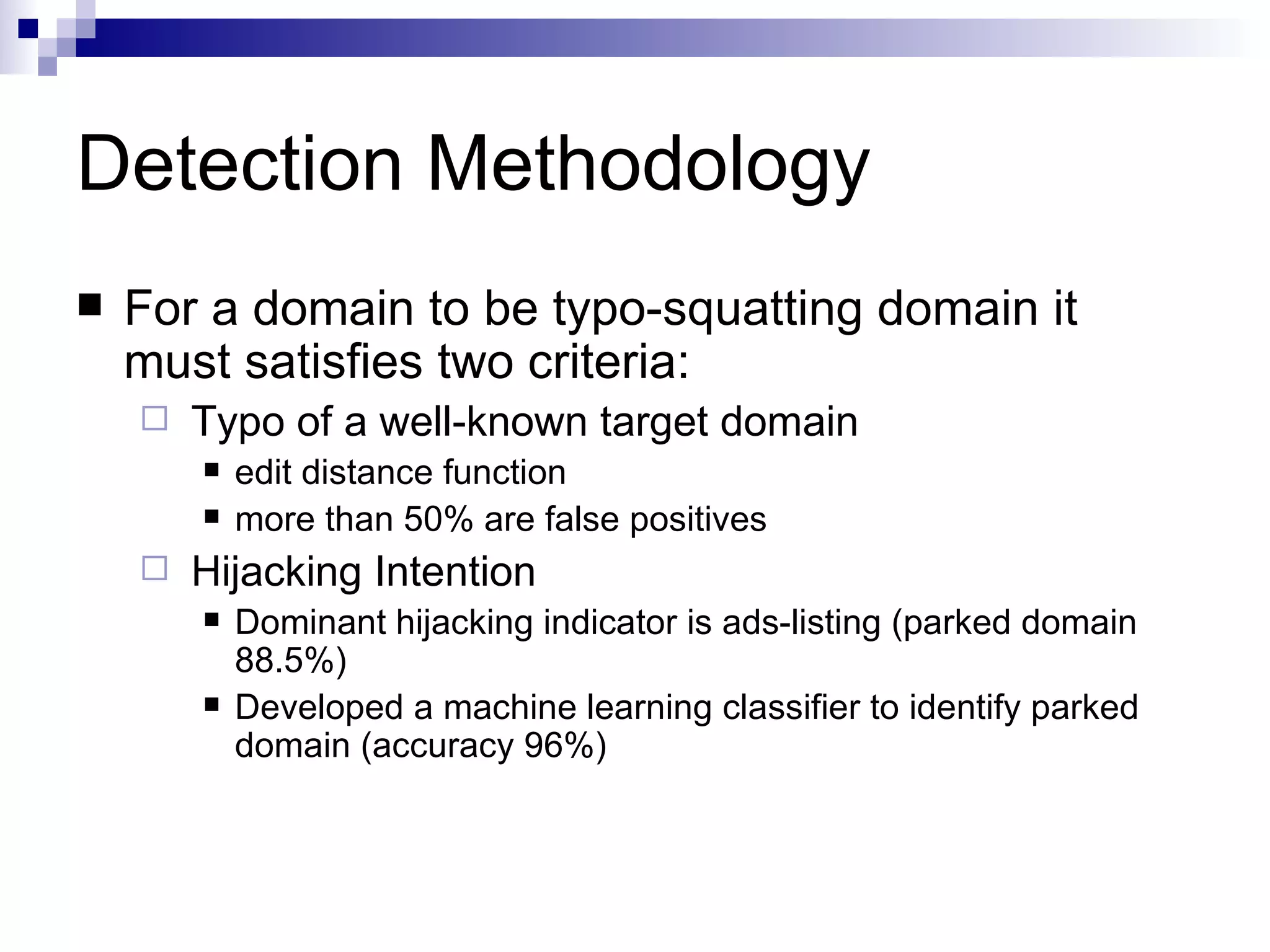 Detecting Typo-squatting Domains Mishari Almishari | PPT