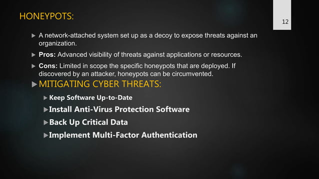Detecting and mitigating cyber threats and attacks1 | PPTX