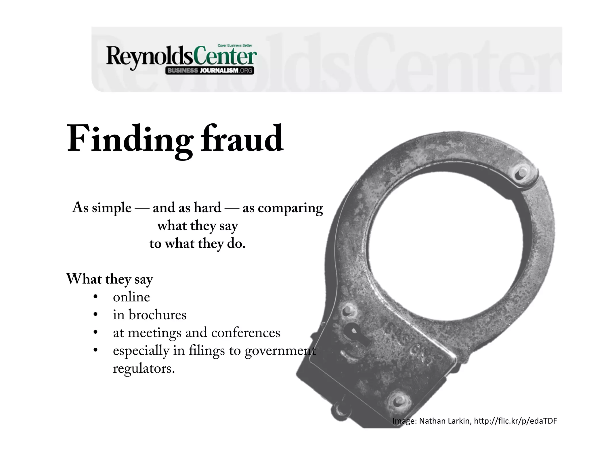 Detecting Corporate Fraud at NICAR with Theo Francis and Roddy Boyd | PPT