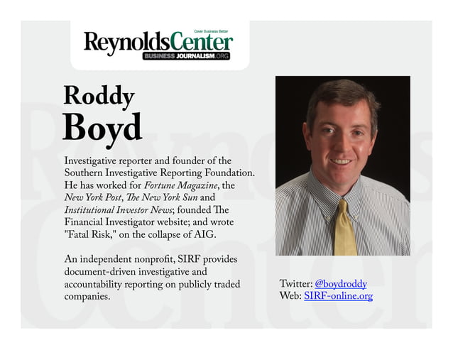 Detecting Corporate Fraud at NICAR with Theo Francis and Roddy Boyd | PPT