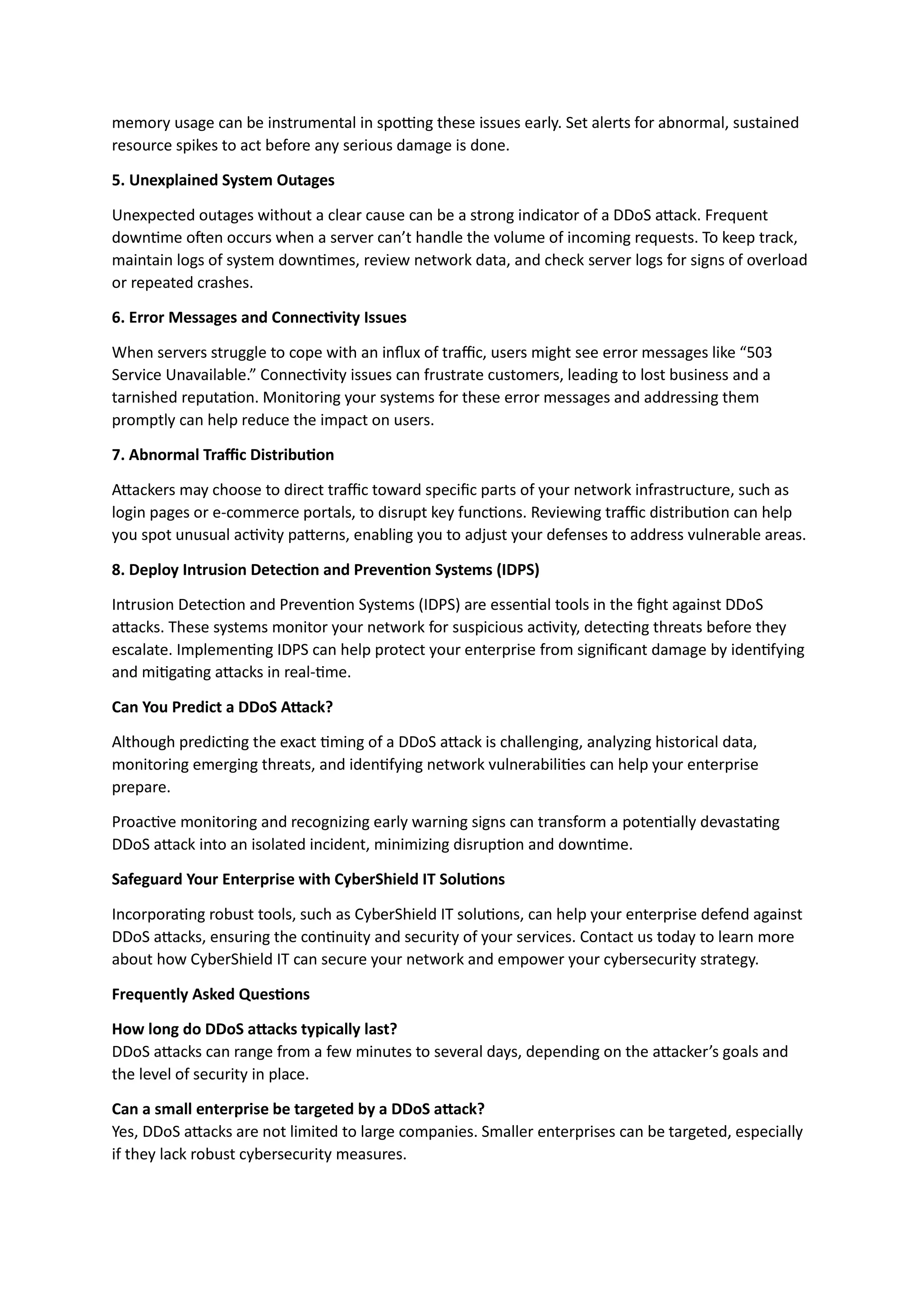 Detecting DDoS Attacks: 8 Key Warning Signs for Enterprises | PDF