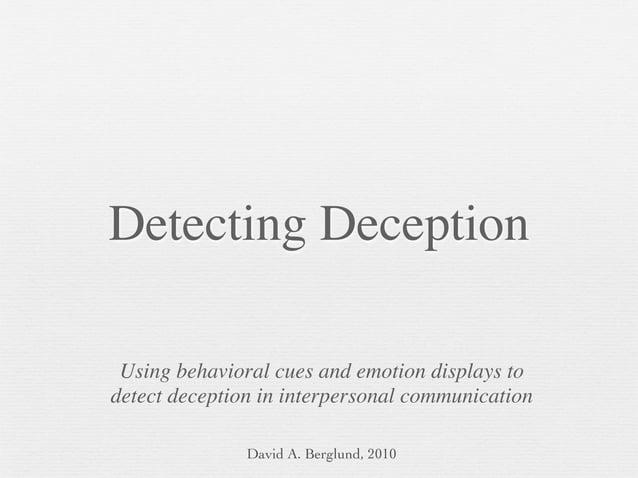 Detecting Deception Ppt