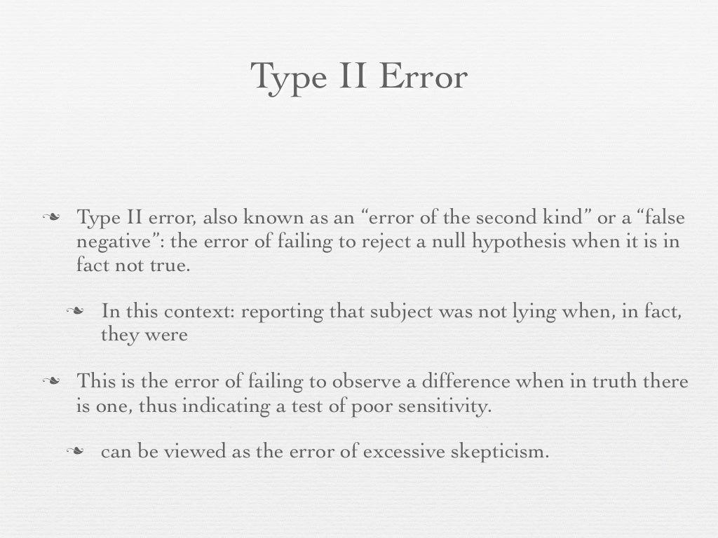 Type Ii Error Type