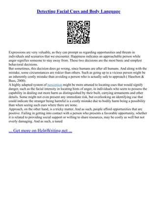 Detecting Facial Cues And Body Language | PDF