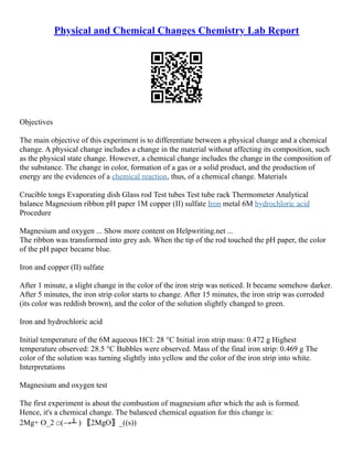 Detecting Signs Of Chemical Change | PDF