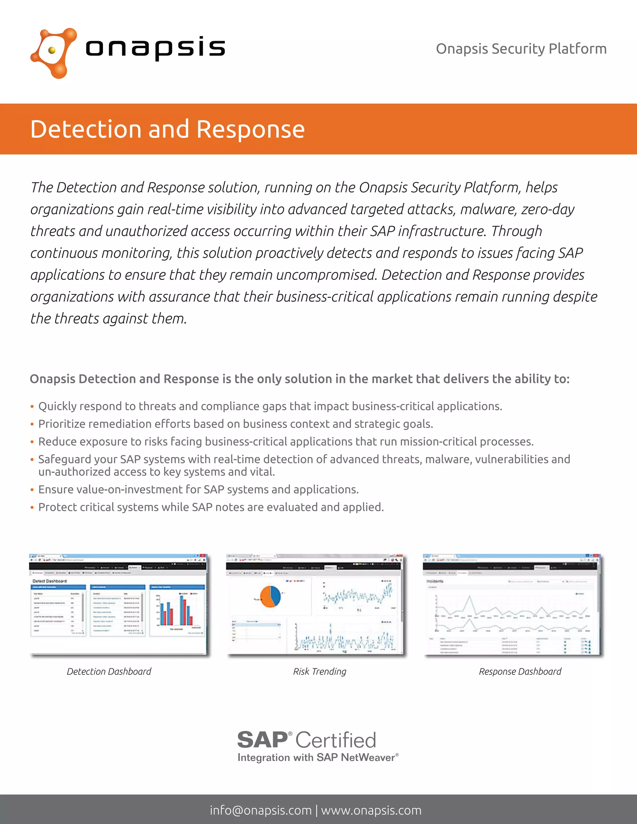 Onapsis Security Platform: Detection and Response | PDF