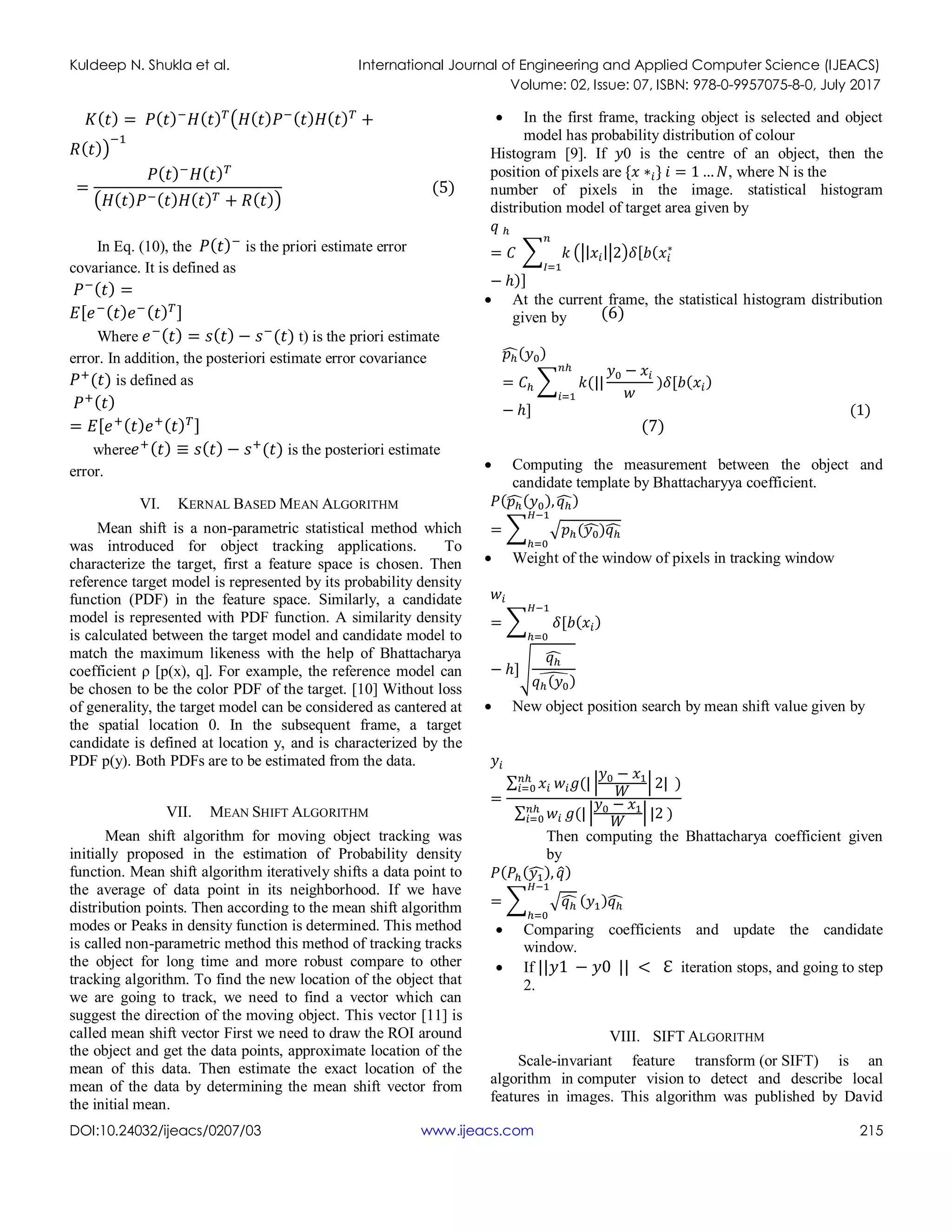 Detection and Tracking of Objects: A Detailed Study | PDF