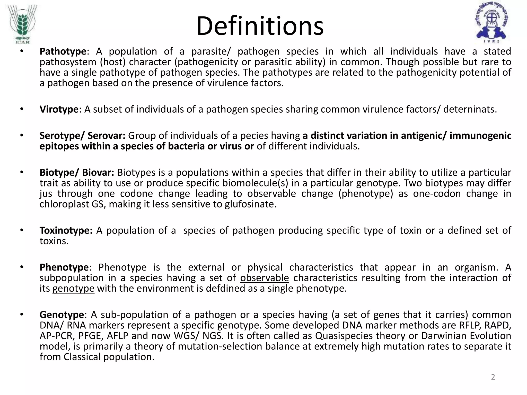 Detection And Characterization Of Pathotypes Serotypes Biotypes