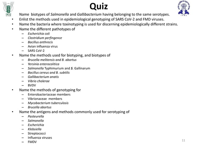 Detection and Characterization of Pathotypes, Serotypes, Biotypes ...