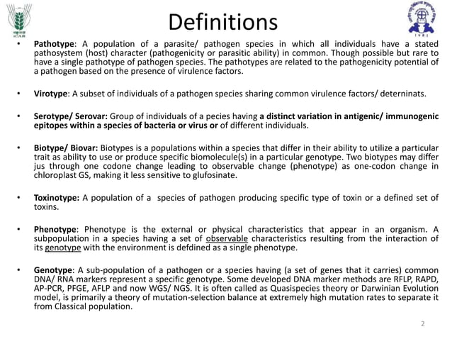 Detection and Characterization of Pathotypes, Serotypes, Biotypes ...