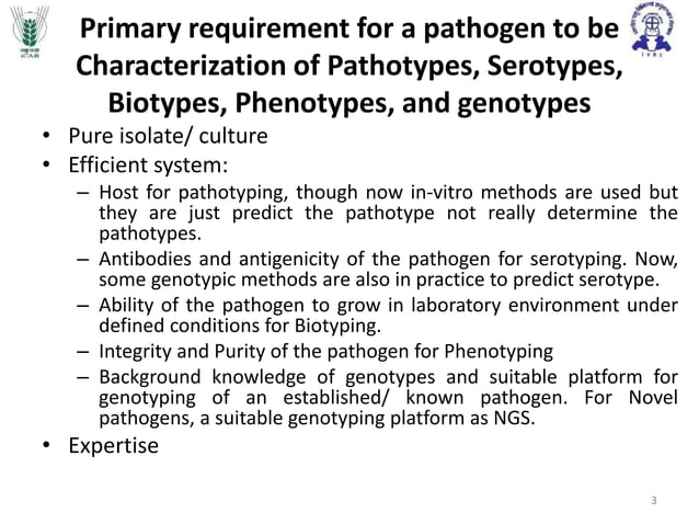 Detection And Characterization Of Pathotypes Serotypes Biotypes Phenotypes And Genotypespptx