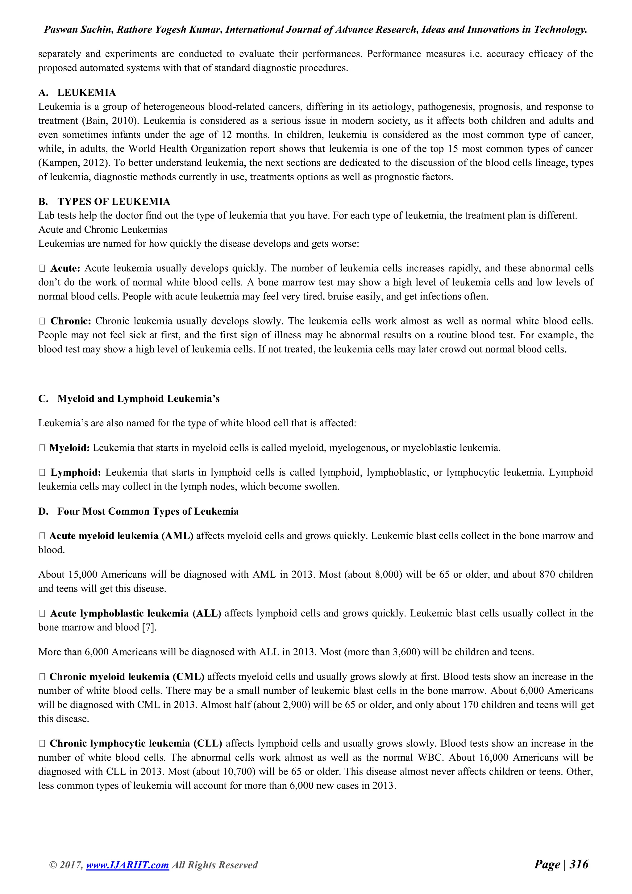 Detection and classification of blood cancer from microscopic cell images using svm knn and nn ...