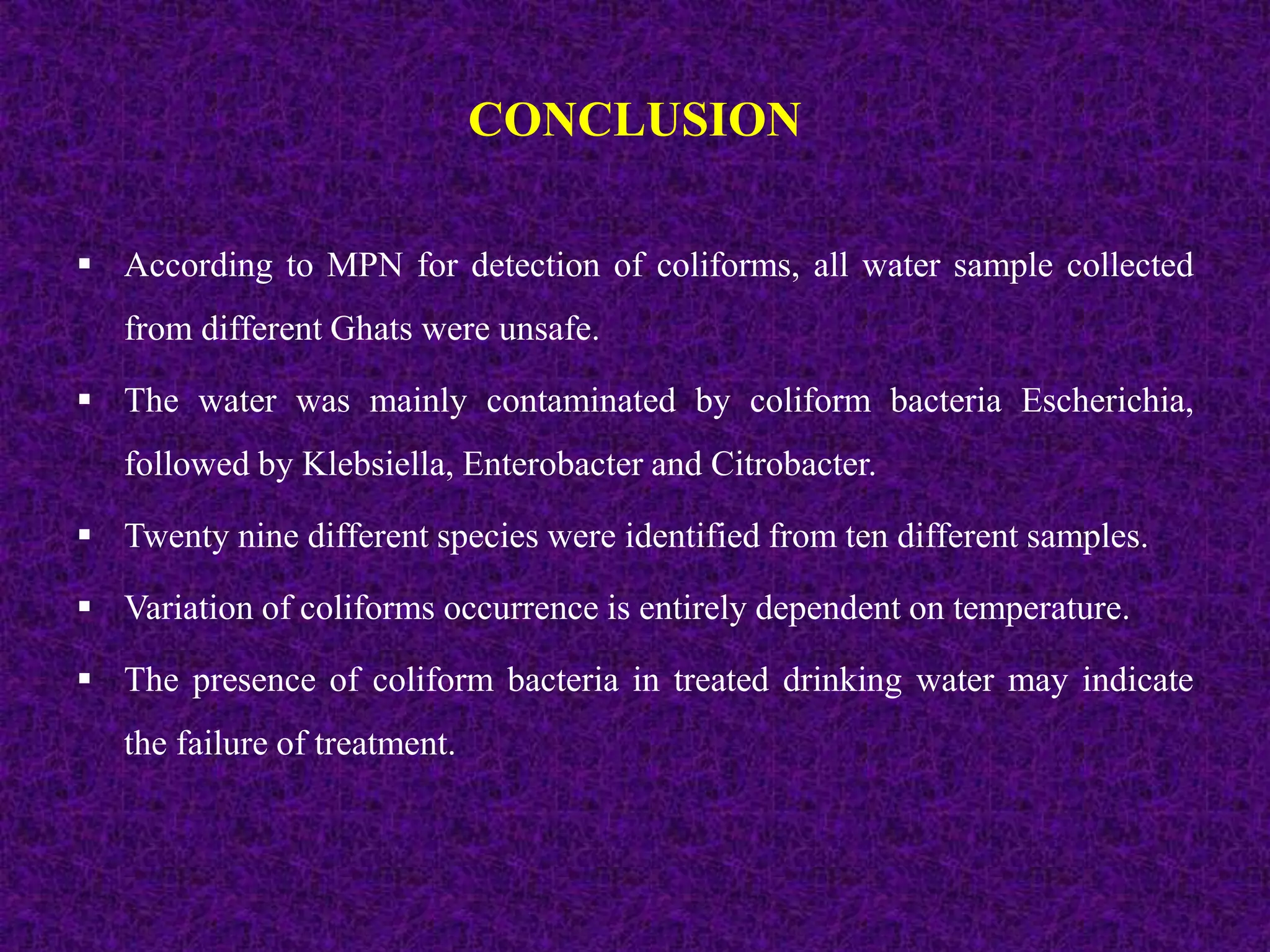 Detection And Enumeration Of Coliforms In Ganga Water Pptx Chemistry Science