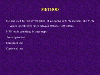 Detection and Enumeration of Coliforms in Ganga Water | PPTX