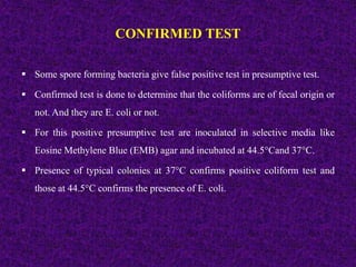 Detection and Enumeration of Coliforms in Ganga Water | PPTX