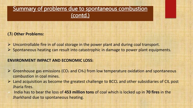 Detection and prevention of spontaneous combustion | PPTX | Chemistry ...