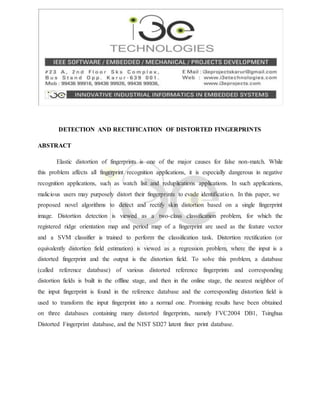 Detection and rectification of distorted fingerprints | DOCX | Databases | Computer Software and ...