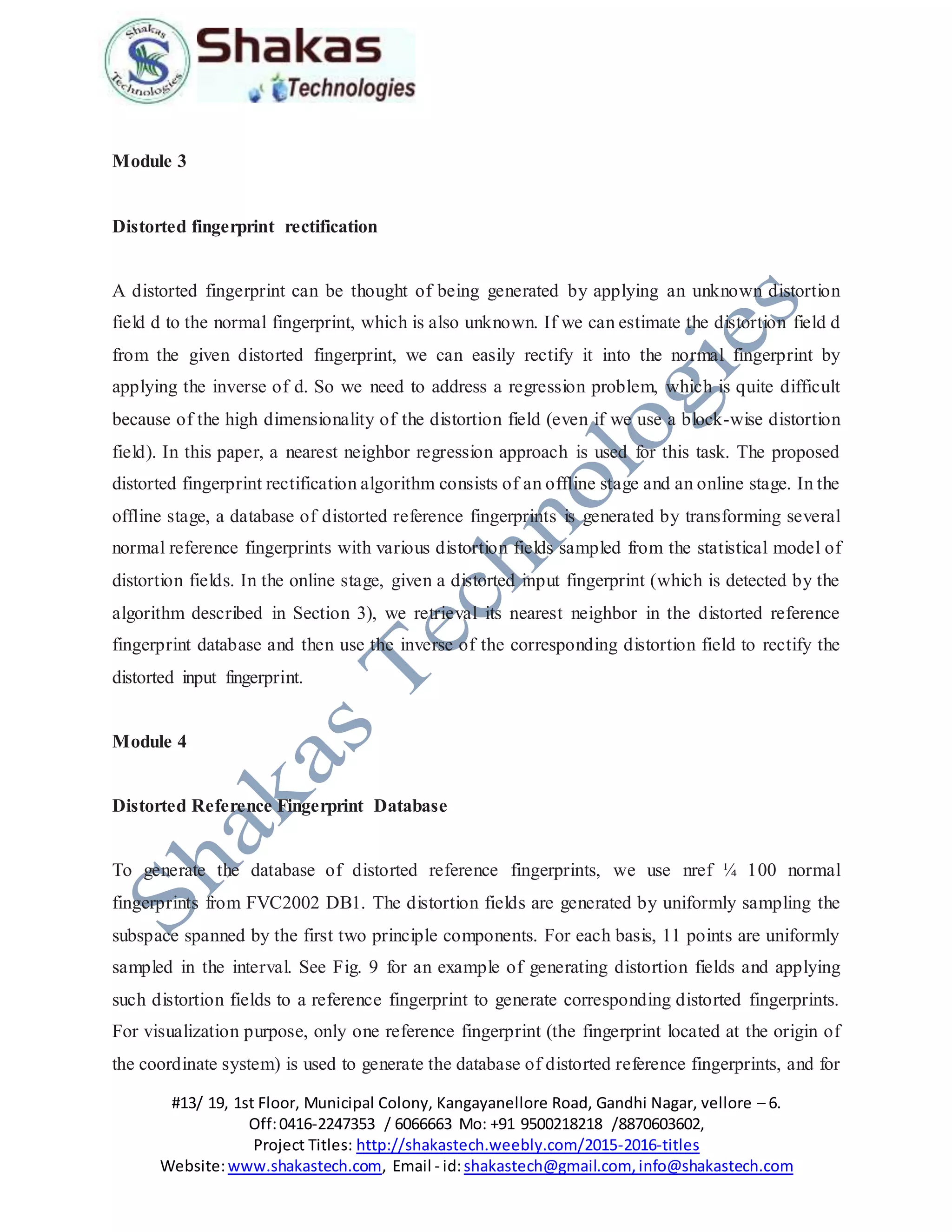 Detection And Rectification Of Distorted Fingerprints Docx Databases Computer Software And
