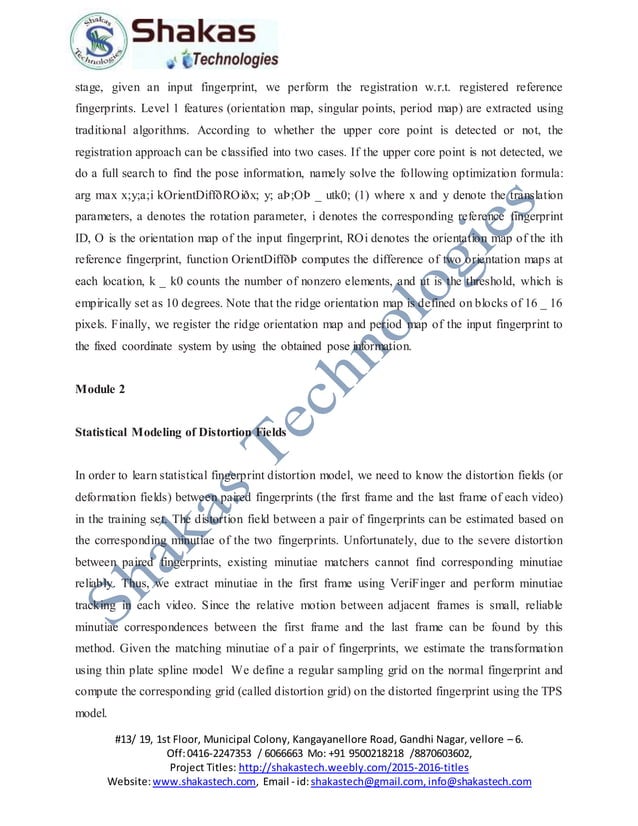 Detection and rectification of distorted fingerprints | DOCX | Databases | Computer Software and ...